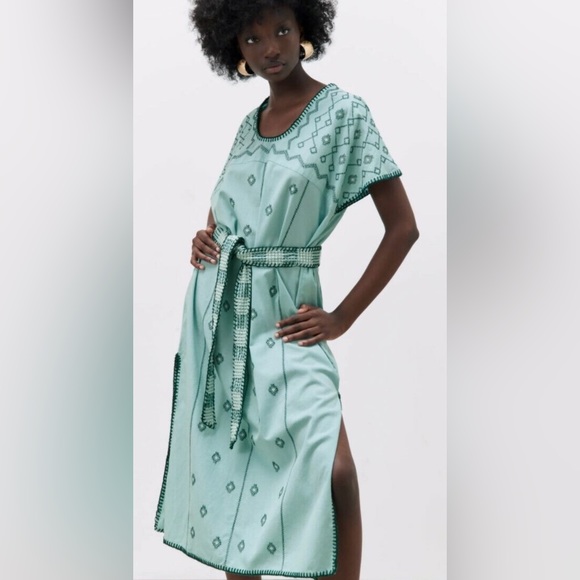 Zara | Dresses | Nwot Zara Embroidered Midi Dress | Poshmark